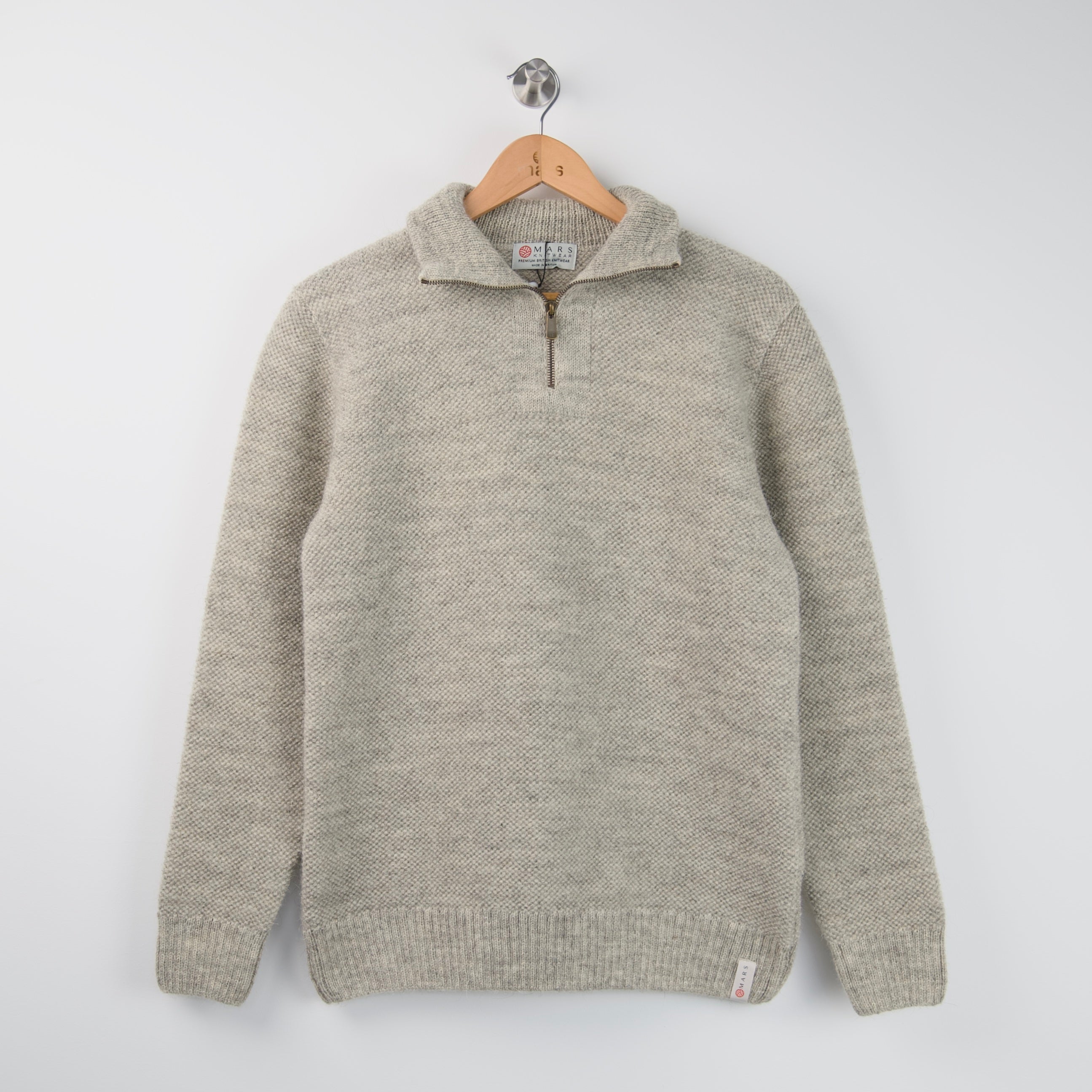 British Wool Quarter Zip - Brunel - Light Grey – Mars Knitwear
