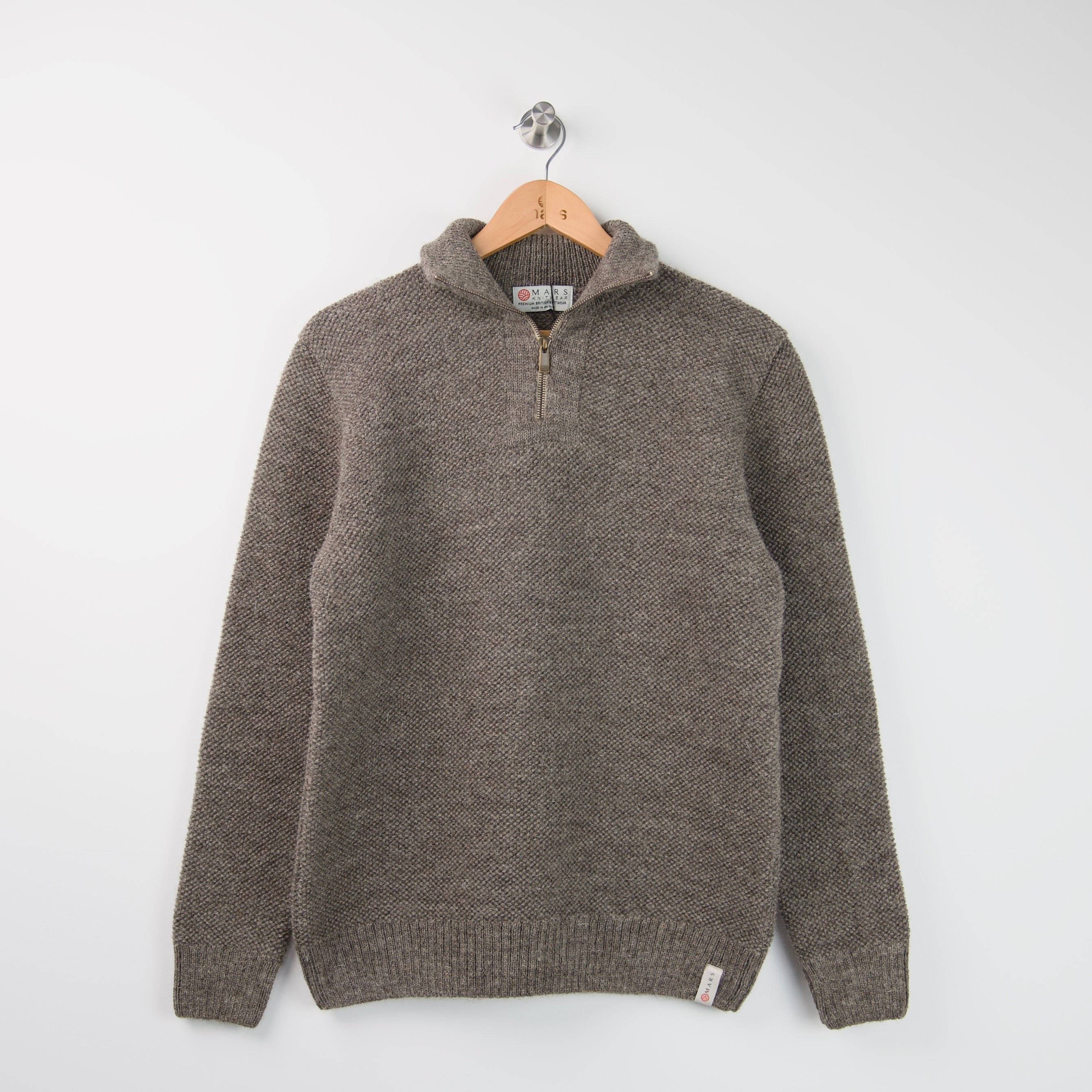 British Wool Quarter Zip - Brunel - Mid Grey – Mars Knitwear