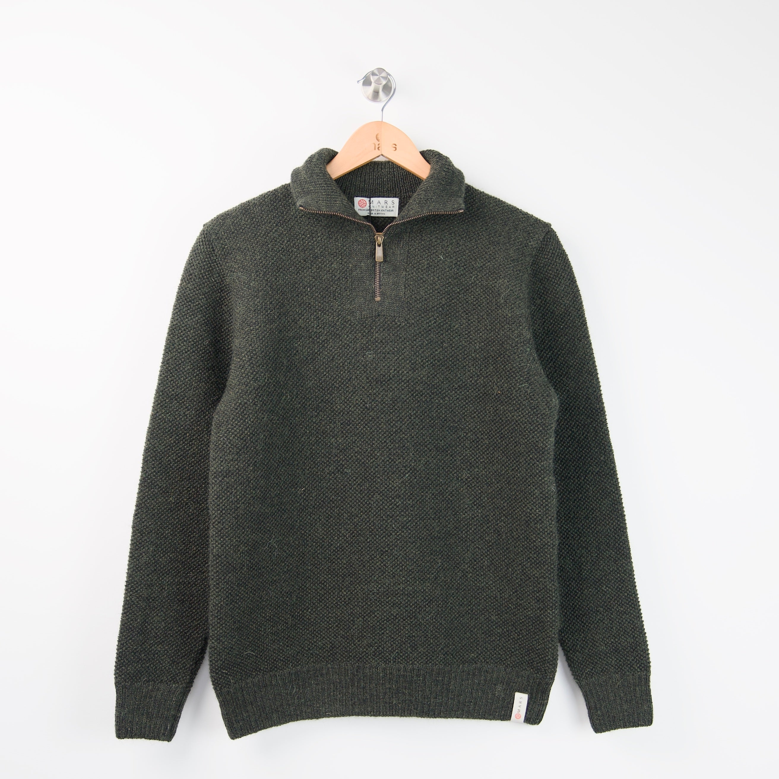 British Wool Quarter Zip - Brunel - Moss – Mars Knitwear