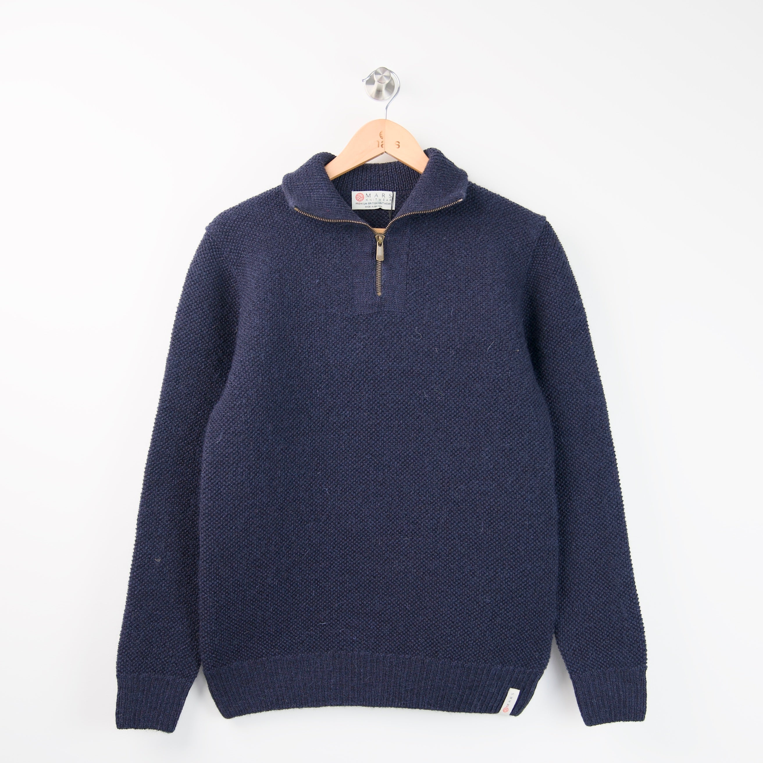 British Wool Quarter Zip - Brunel - Navy – Mars Knitwear