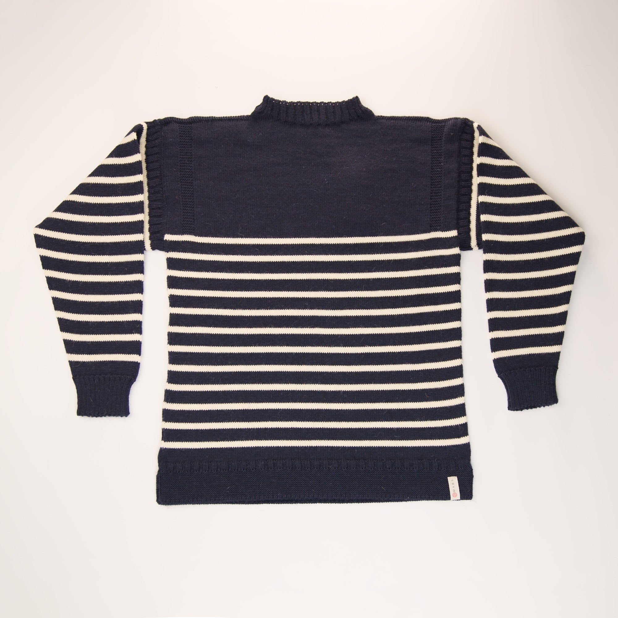 British Wool - Bretton Stripe Guernsey - Navy – Mars Knitwear